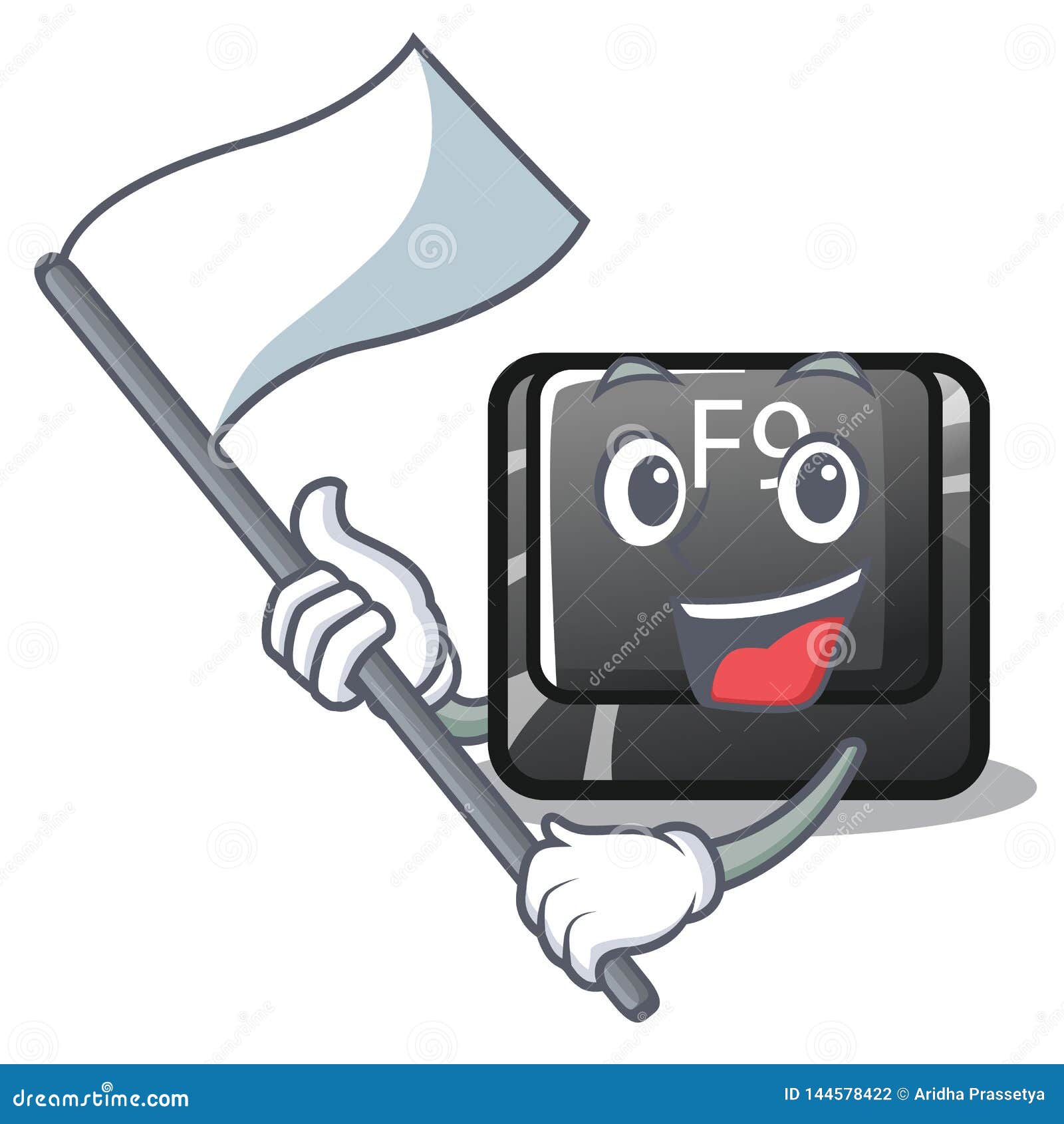With Flag Button F9 on a Cartoon Computer Stock Vector - Illustration ...