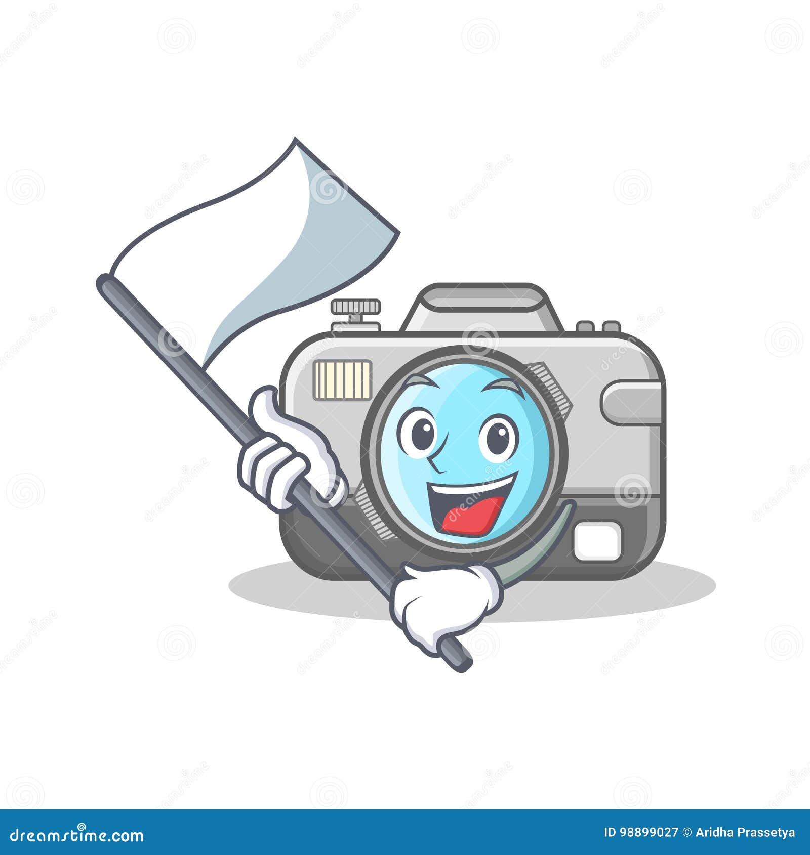 With Flag Camera Character Cartoon Design Stock Vector - Illustration ...