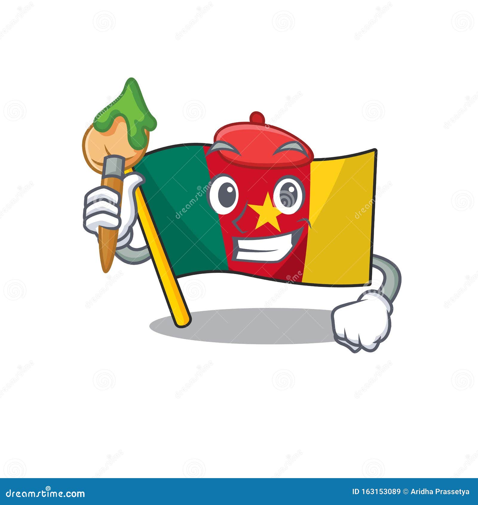 Flag Cameroon Cartoon in Painter Character Shape Stock Vector ...