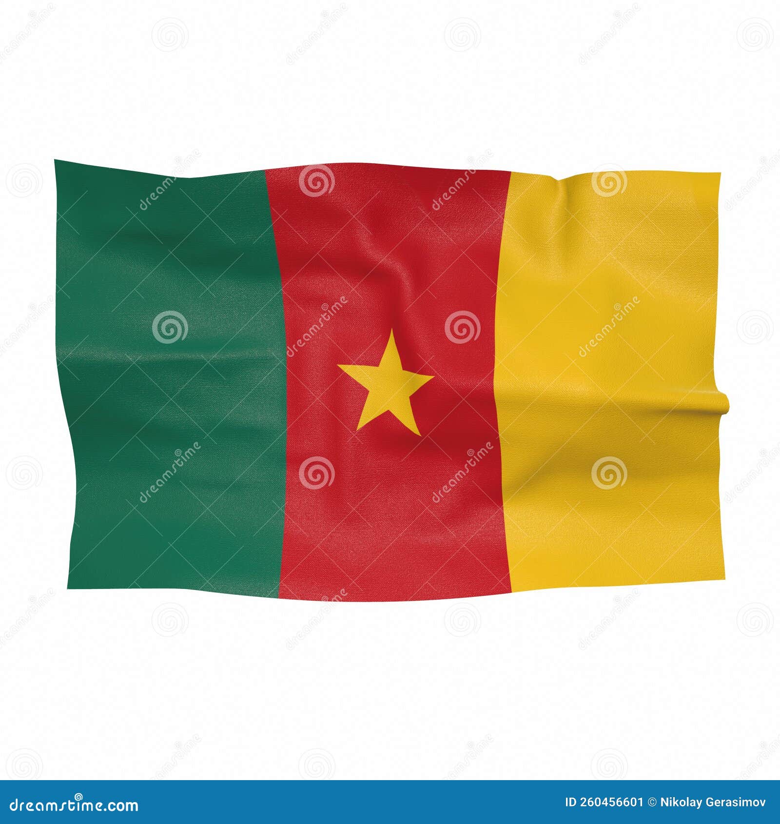 Flag of Cameroon on a White Background 3d-rendering Stock Illustration ...