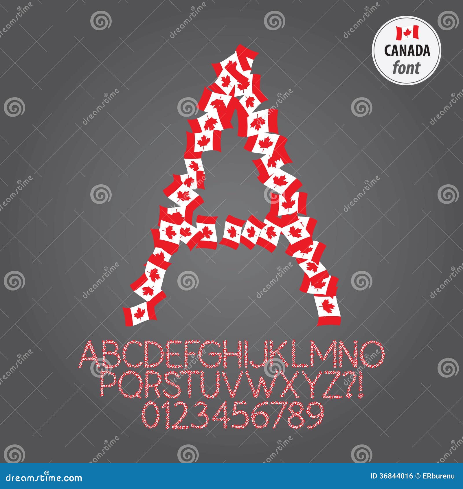 Flag of Canada Alphabet and Digit Vector Stock Vector - Illustration of ...