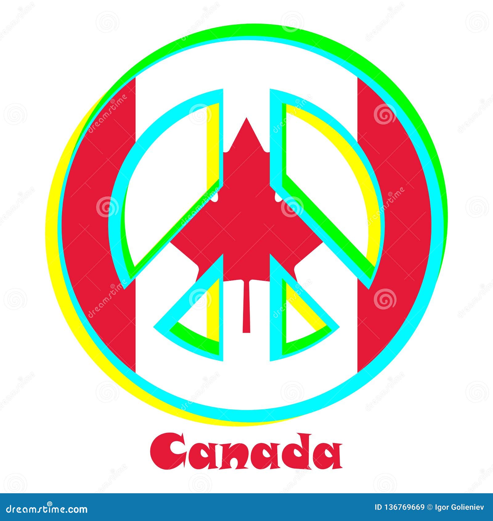 Flag of Canada As a Sign of Pacifism Stock Illustration - Illustration ...