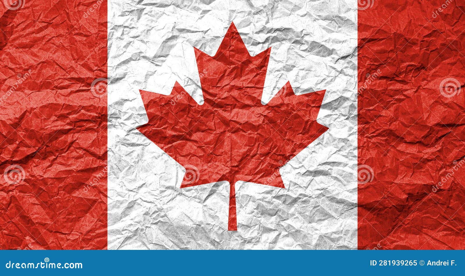 Flag of Canada on Crumpled Paper. Textured Background Stock ...