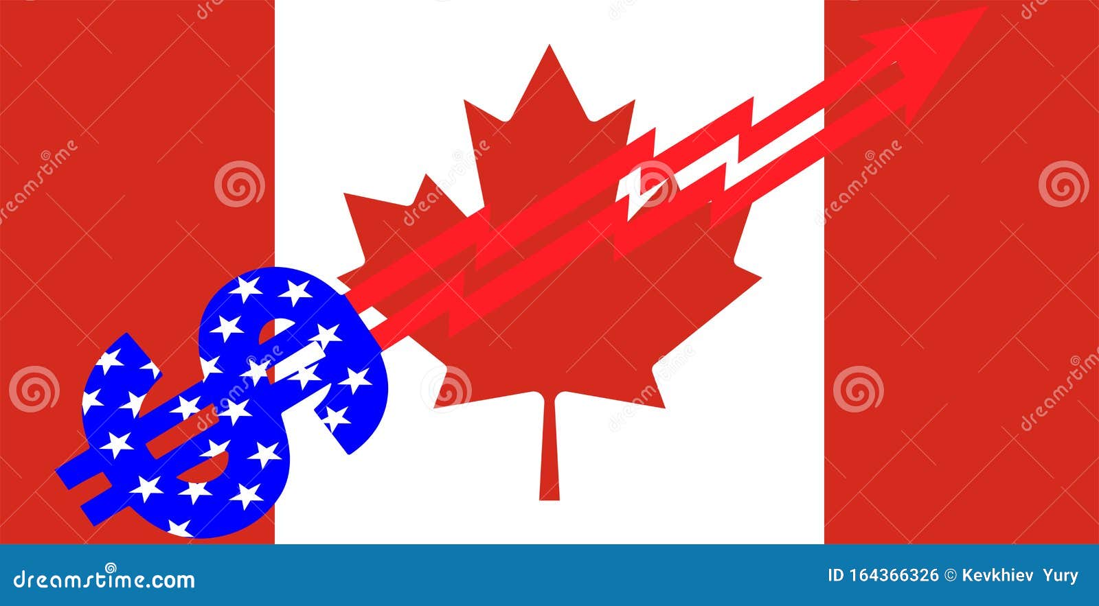 Flag of Canada and Dollar Sign Arrow Graph Going Up Stock Vector ...