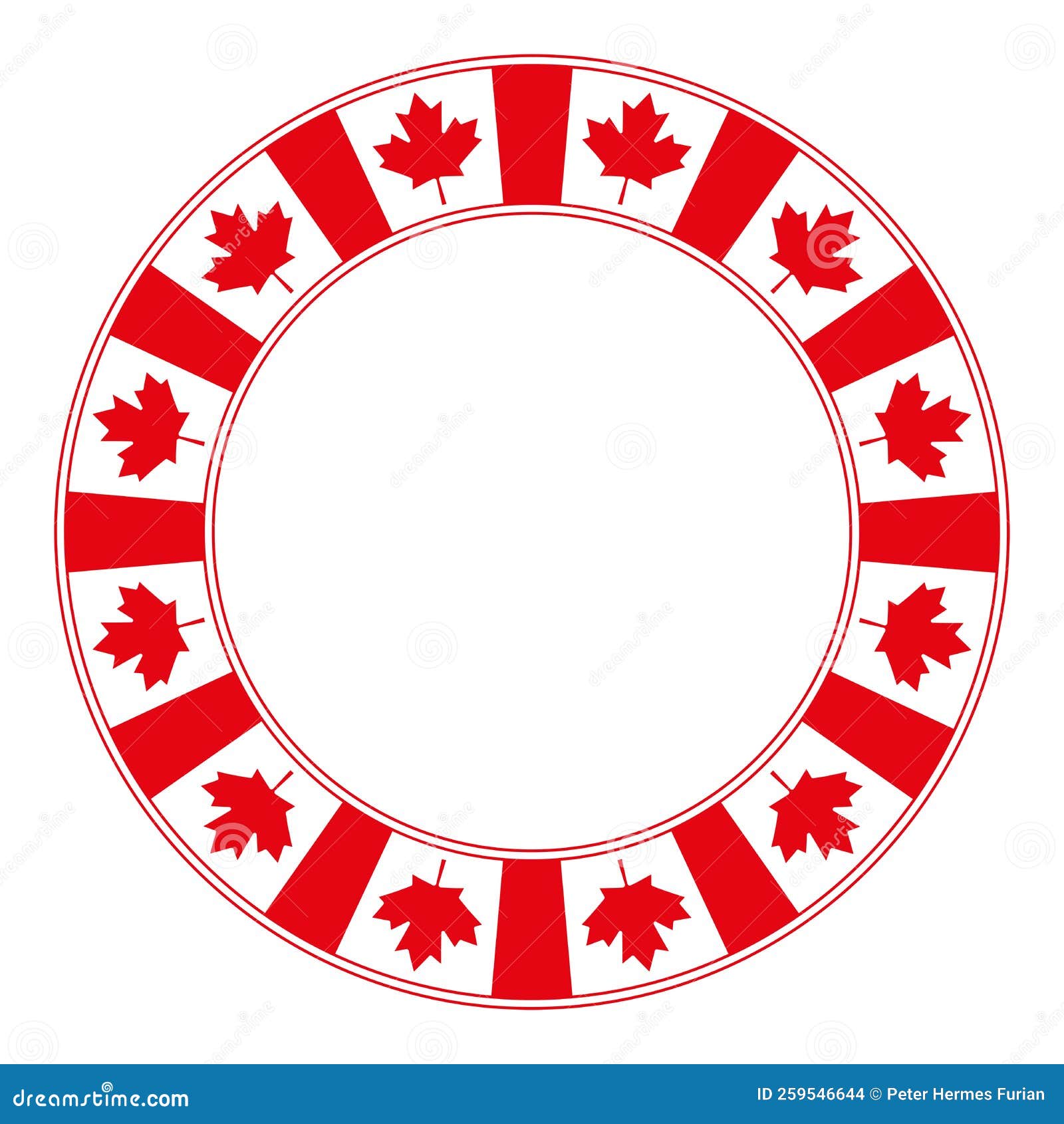 National Flag of Canada Motif, Circle Frame with Maple Leaf Pattern ...