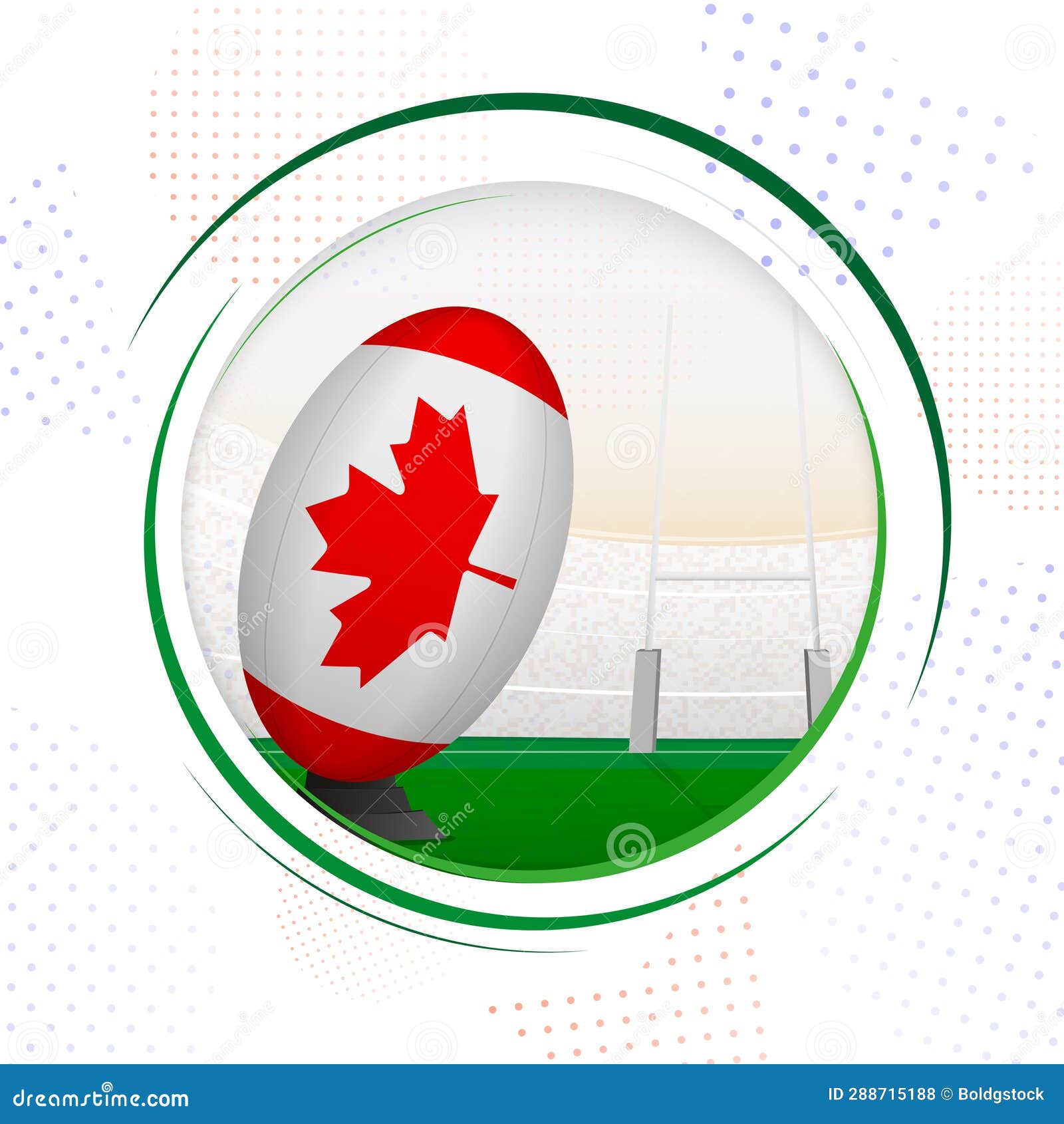 Flag of Canada on Rugby Ball. Round Rugby Icon with Flag of Canada ...