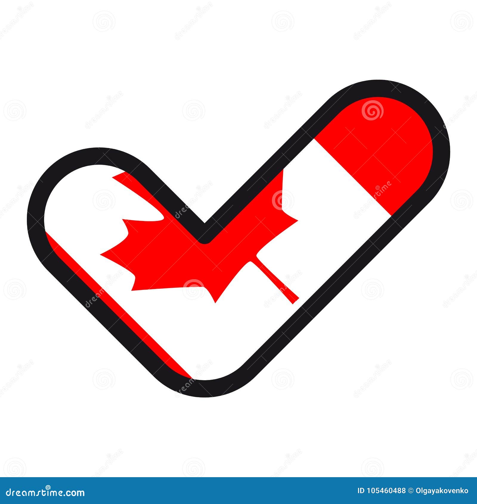 Flag of Canada in the Shape of Check Mark, Vector Sign Approval Stock ...