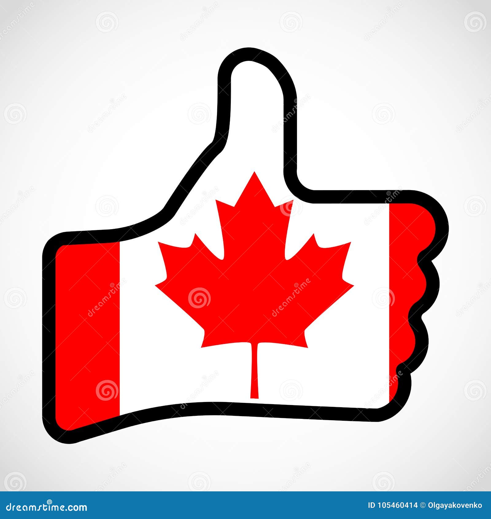 Flag of Canada in the Shape of Hand with Thumb Up Stock Vector ...