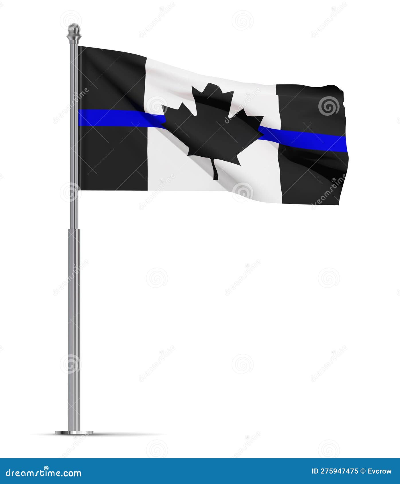 Flag of Canada with Thin Blue Line Isolated on White Background Stock ...