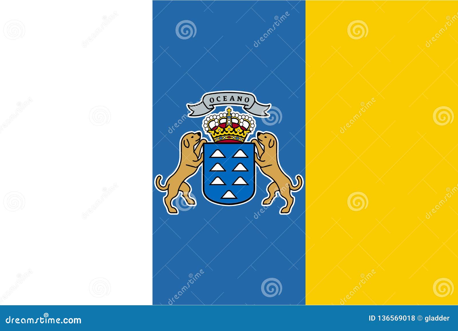 Flag of Canary Islands in Official, Vector Stock Illustration ...