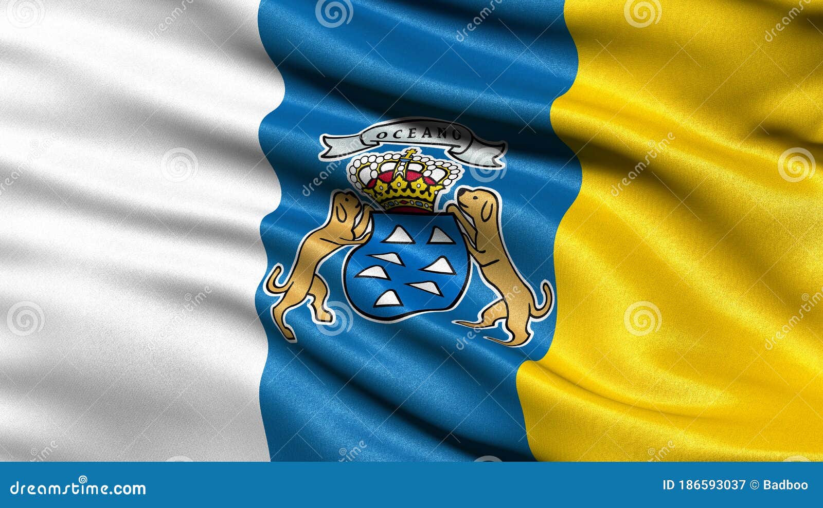 Flag of the Canary Islands Waving in the Wind. 3D Illustration Stock ... Flag of the Canary Islands Waving in the Wind. 3D Illustration Stock ...