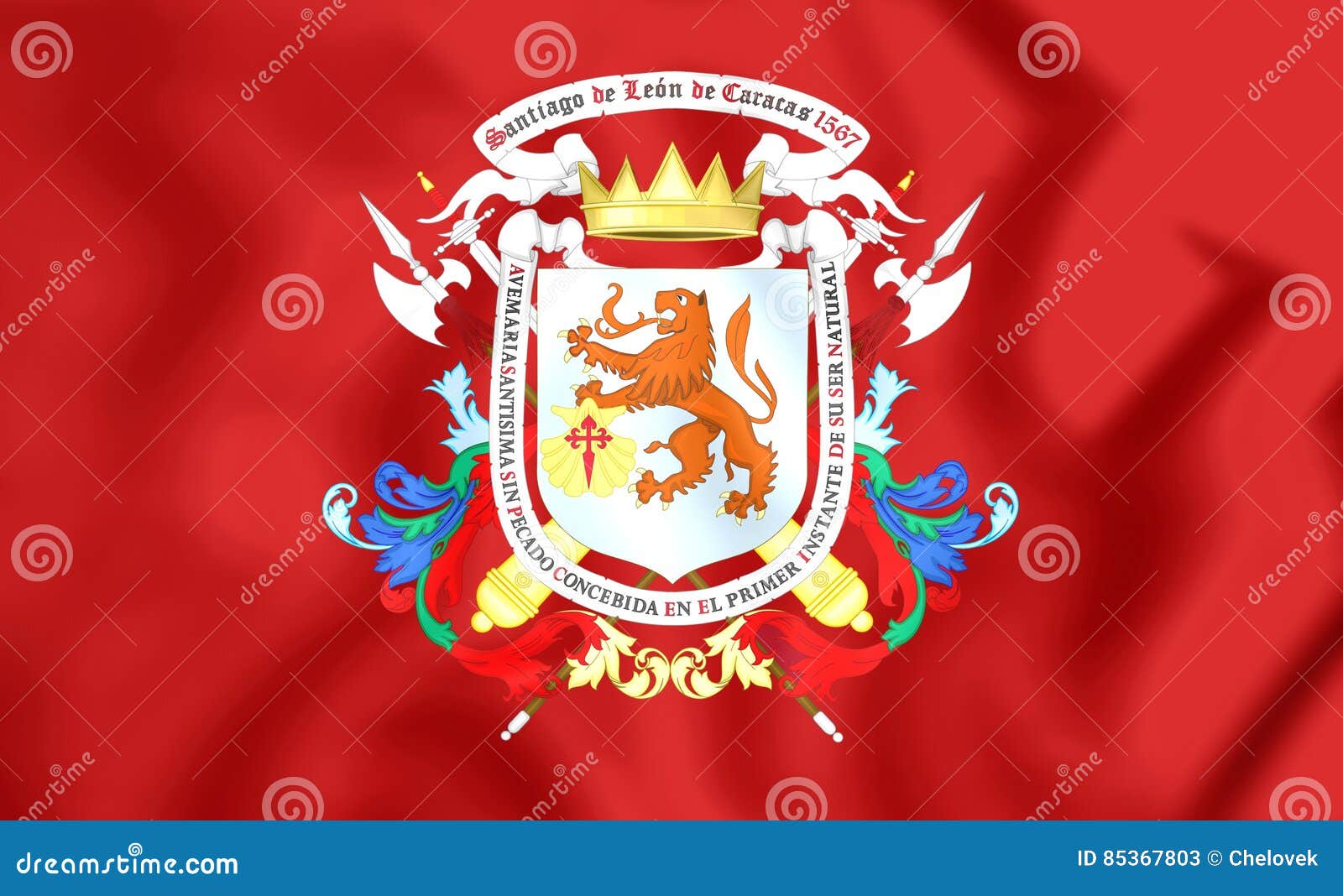 Flag of Caracas, Venezuela. Stock Illustration - Illustration of three ...