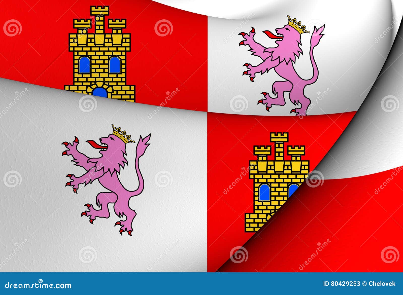 Flag of Castile and Leon, Spain. Stock Illustration - Illustration of ...