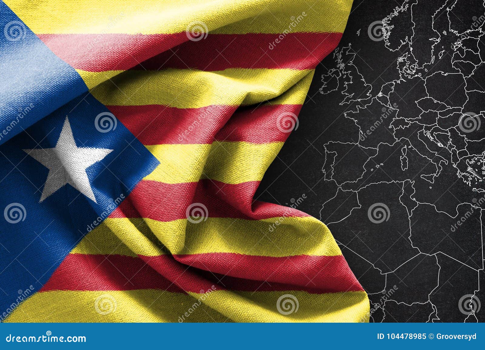 Flag of Catalonia on Map Background Stock Illustration - Illustration ...