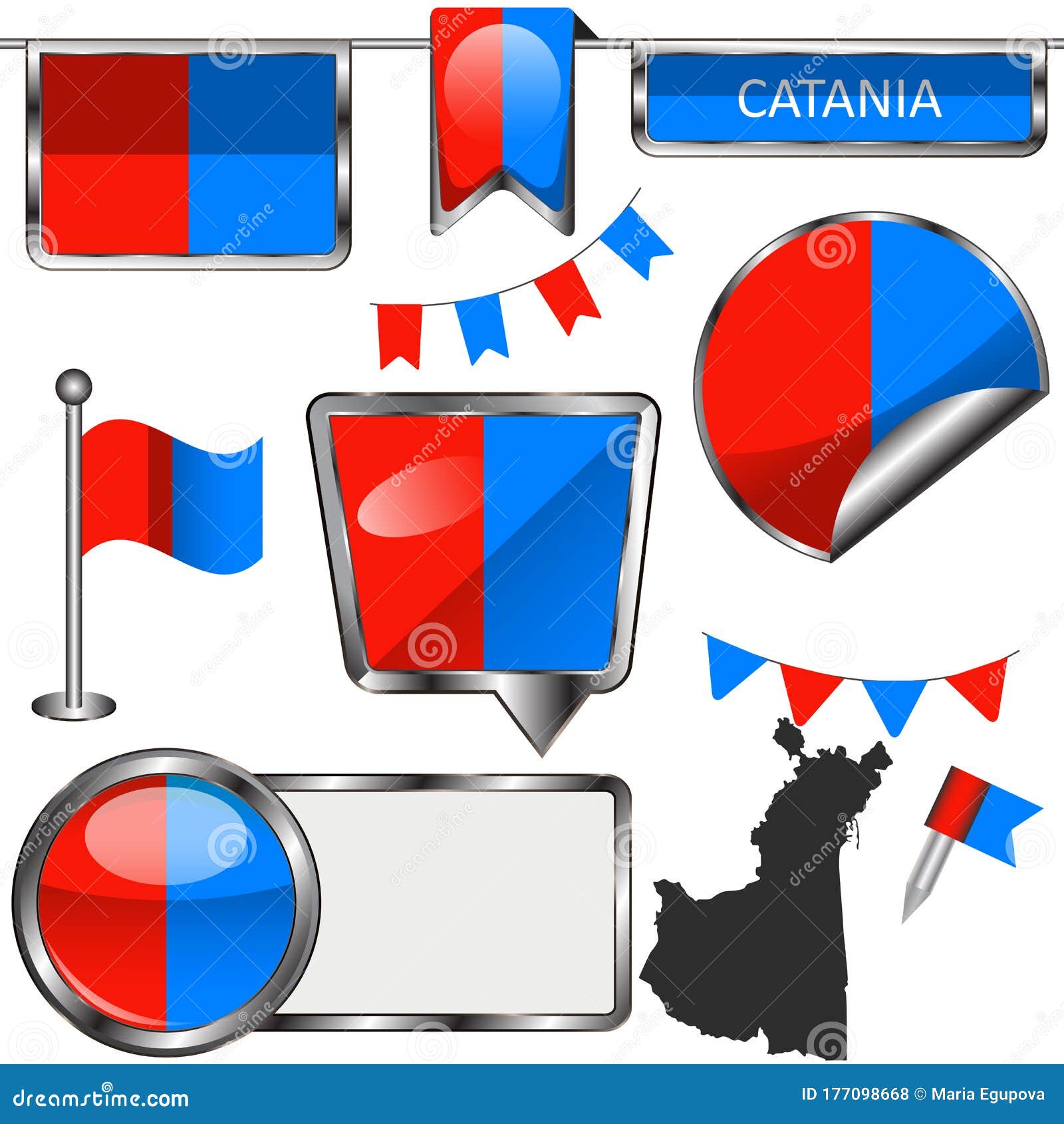 Flag of Catania, Italy stock vector. Illustration of sicily - 177098668