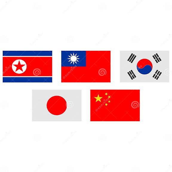 Flags of Country in East Asia Icon Set Vector Design Symbol Stock ...