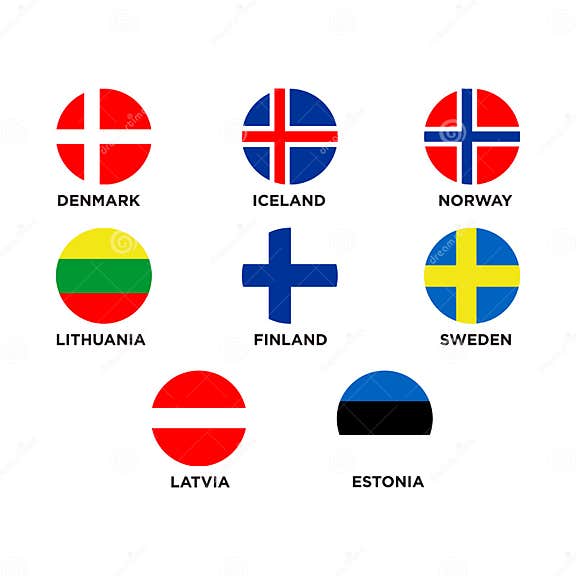 Northern Europe Flags Countries Icon Vector Design Symbol Stock Vector ...