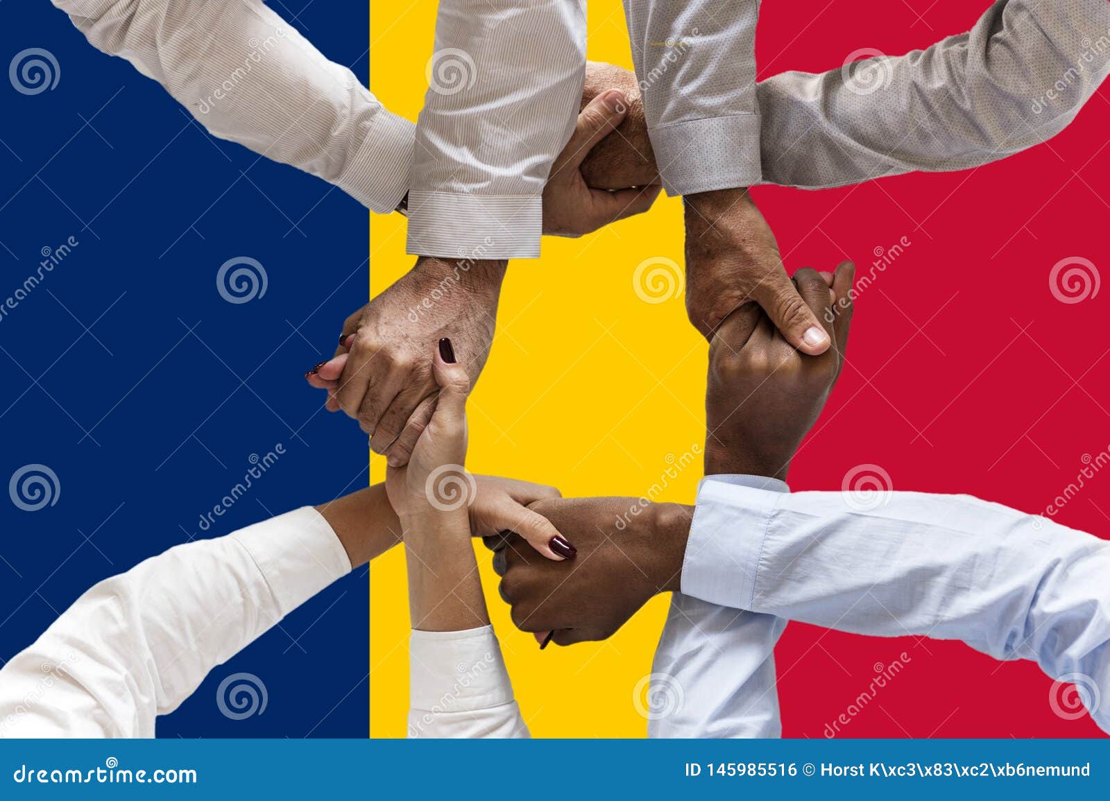 Flag of Chad, Intergration of a Multicultural Group of Young People ...
