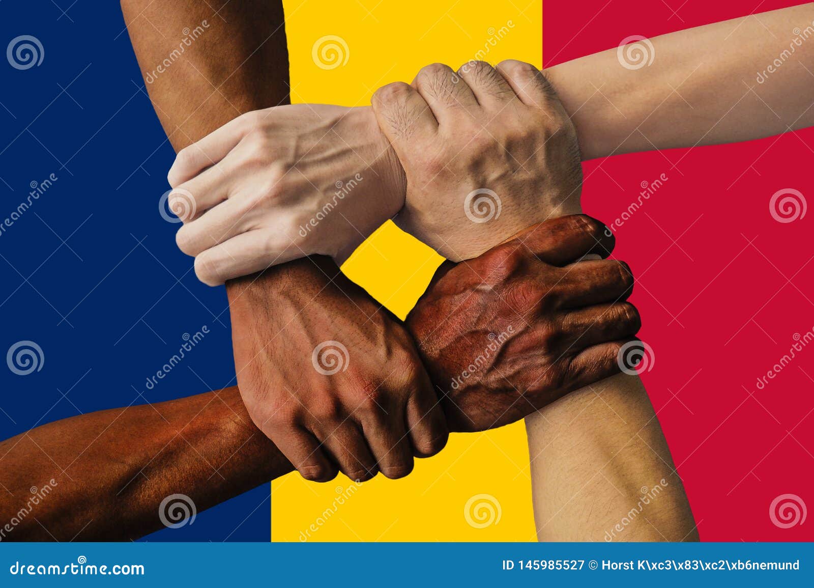 Flag of Chad, Intergration of a Multicultural Group of Young People ...