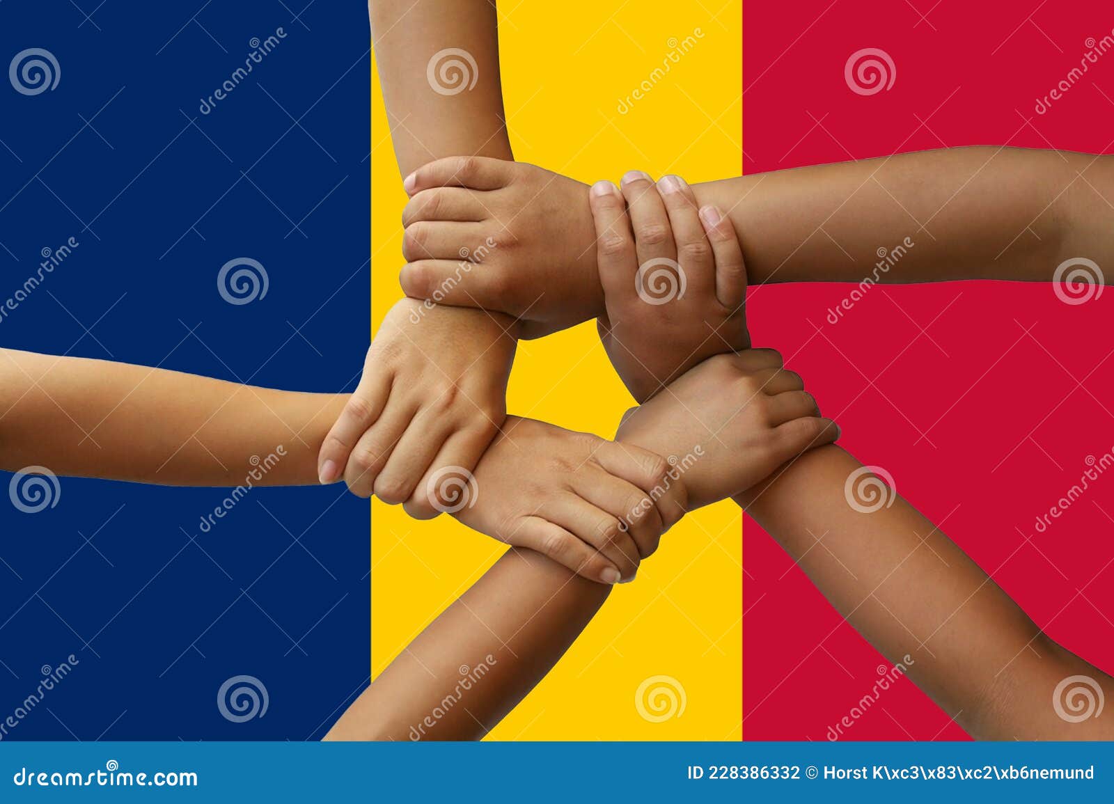 Flag of Chad, Intergration of a Multicultural Group of Young People ...