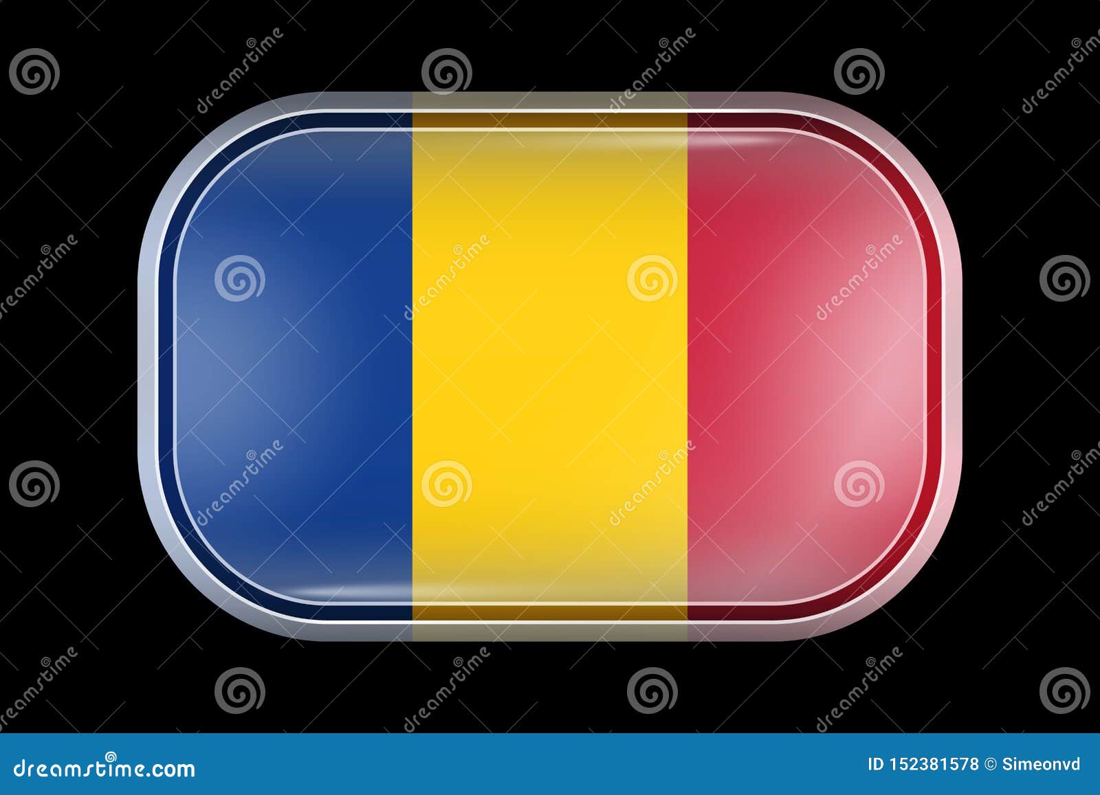 Flag of Chad. Matted Vector Icon Stock Vector - Illustration of ...
