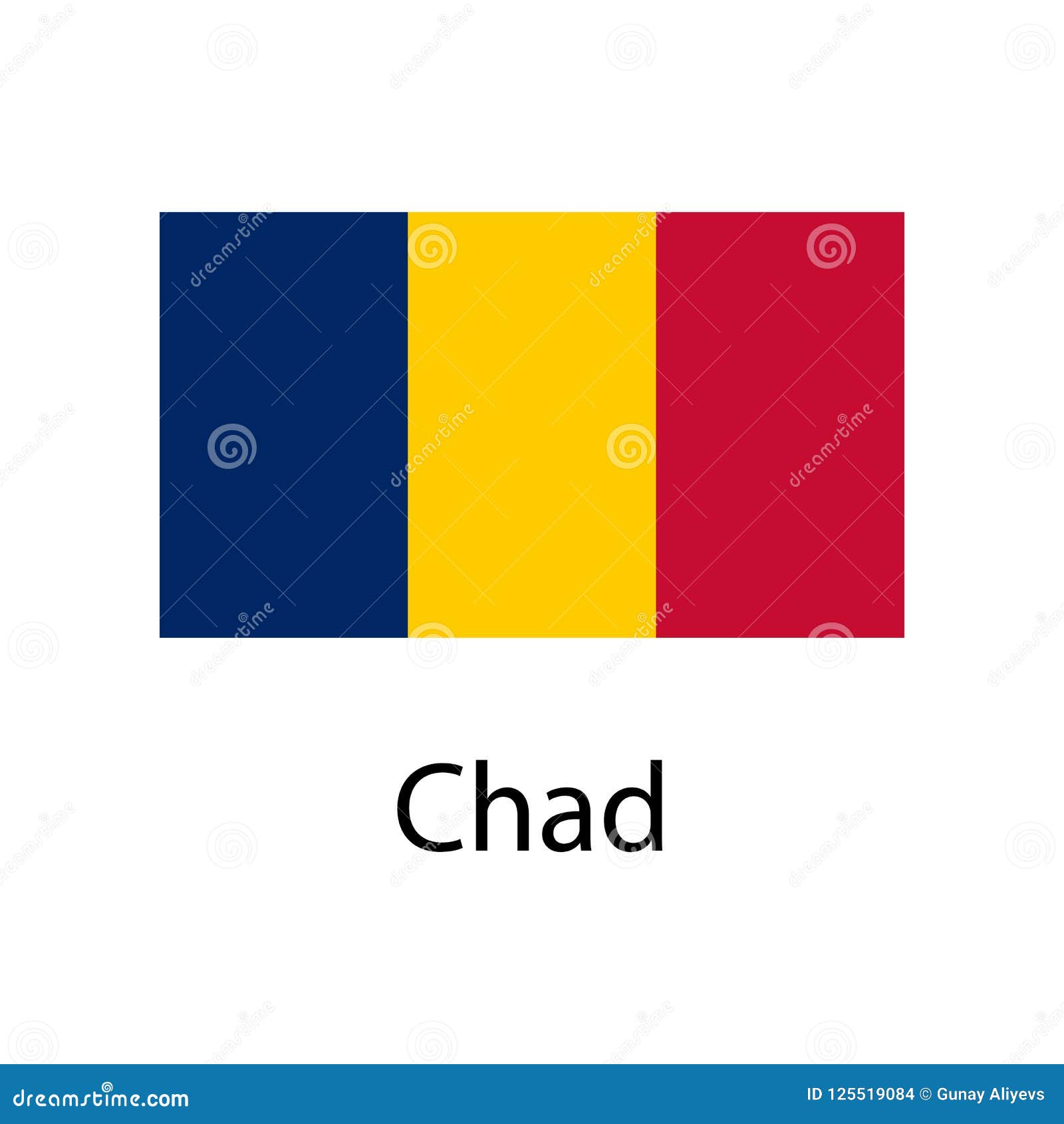 Flag Of Chad With Name Icon Official Colors And Proportion Correctly