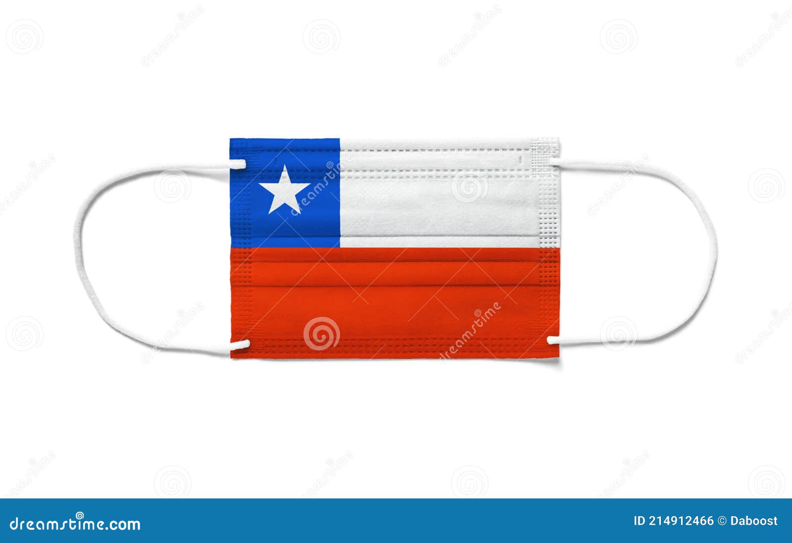 Flag of Chile on a Disposable Surgical Mask. White Background Stock ...