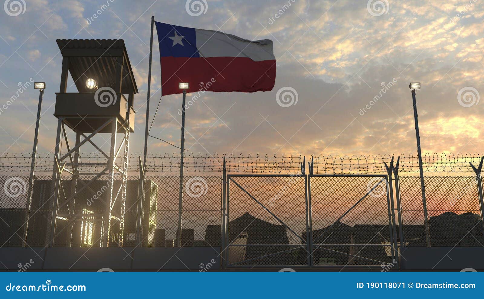 Flag of Chile at Military Base Stock Illustration - Illustration of ...