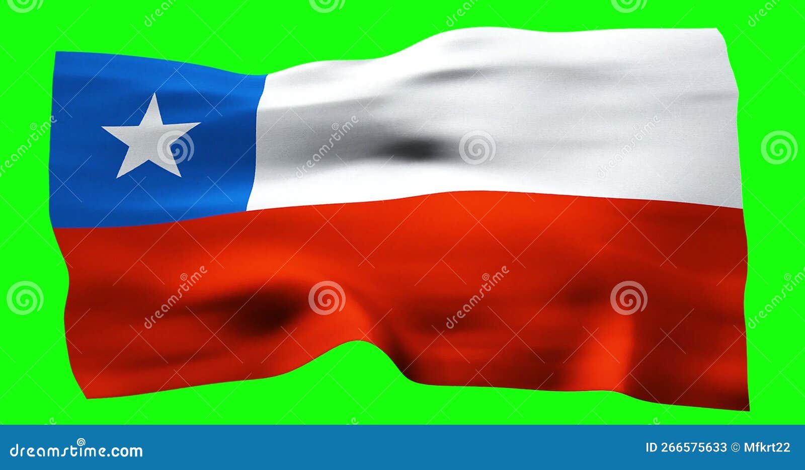 Flag of Chile Realistic Waving on Green Screen. Seamless Loop Animation ...