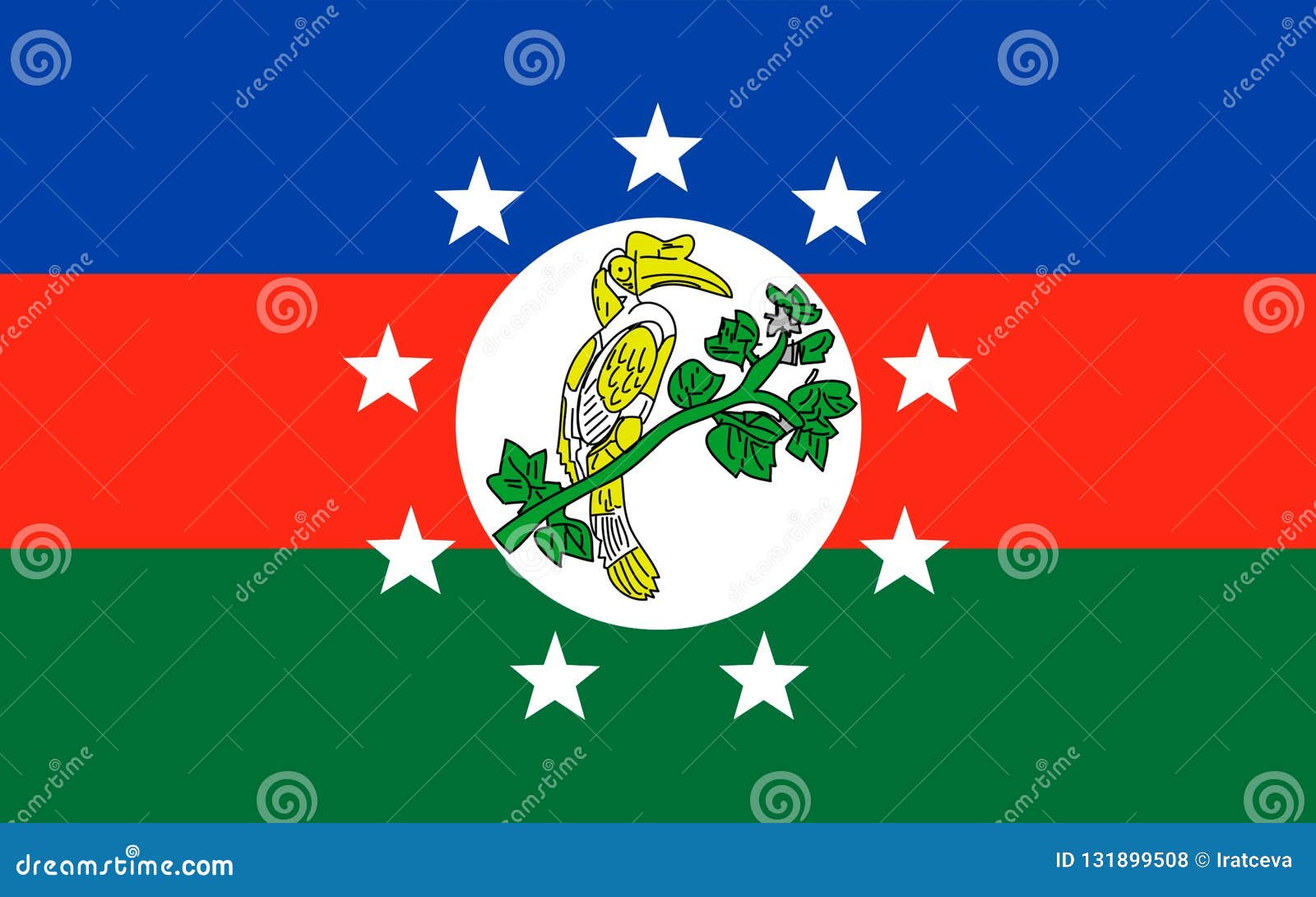 Flag of Kayin, Myanmar stock illustration. Illustration of ensign ...