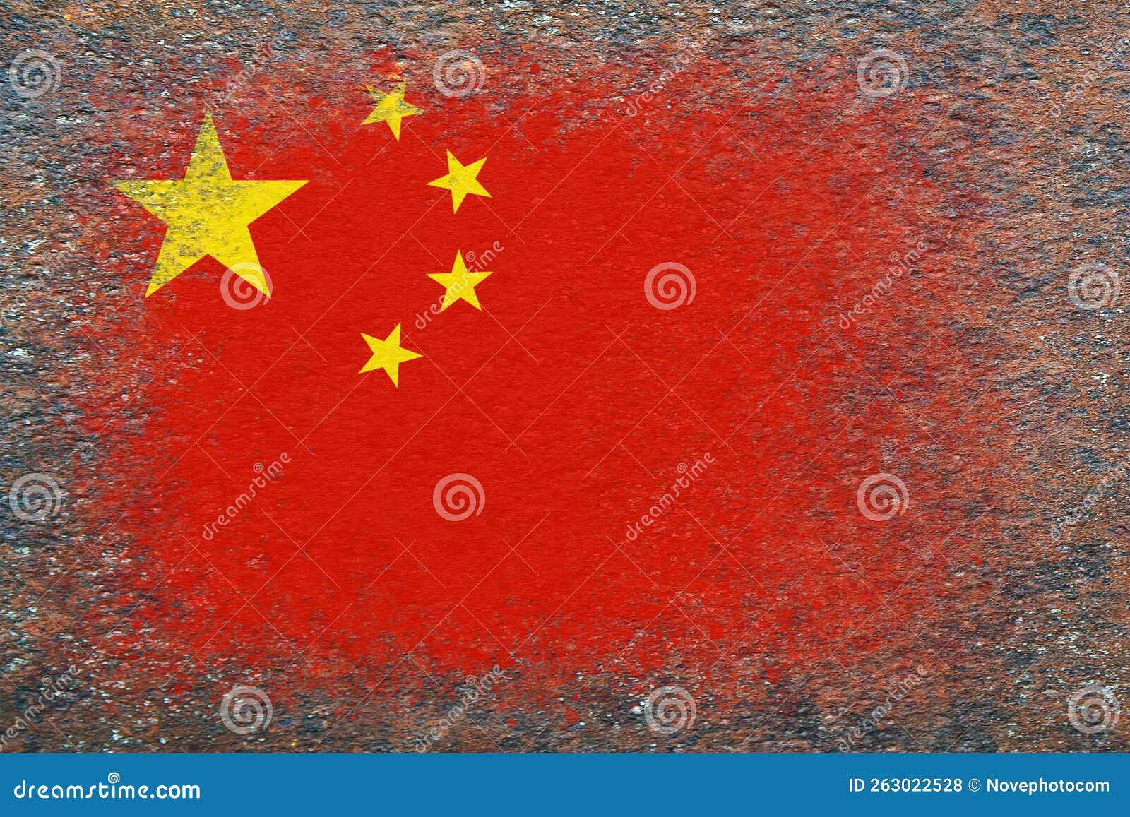 Flag of China. Flag Painted on Rusty Surface. Rusty Background. Copy ...