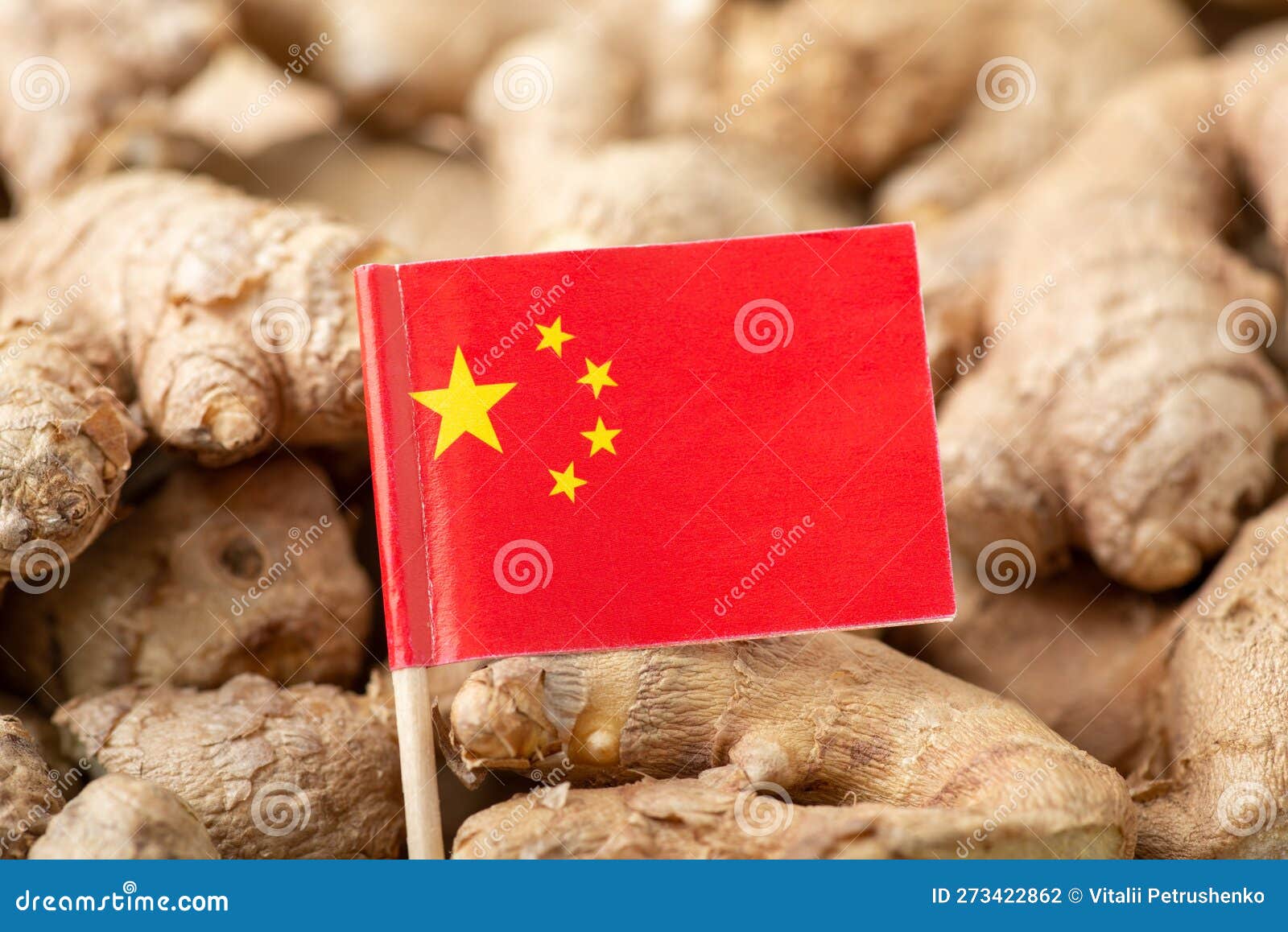 Flag of China on ginger stock photo. Image of grow, close - 273422862