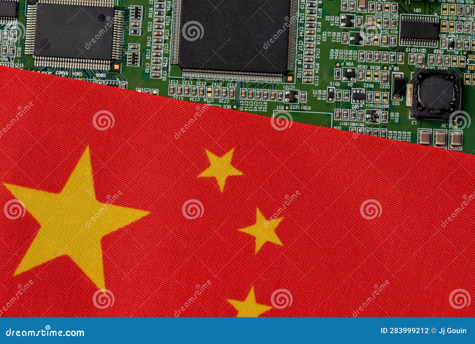 Flag of China with Integrated Circuit Board. Stock Photo - Image of ...