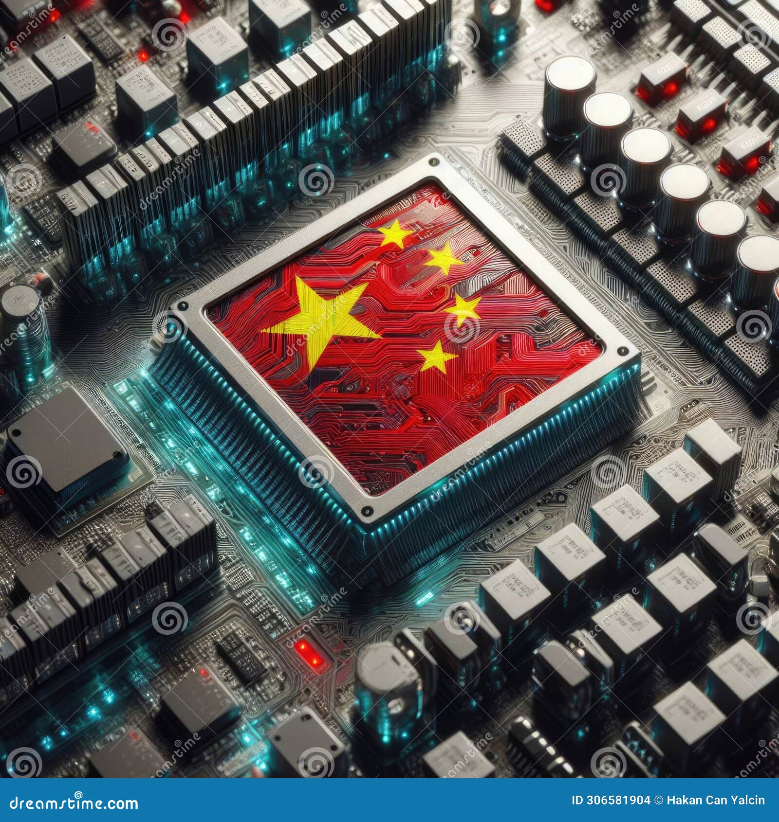 Flag of China on a Mainboard Cpu Chip Stock Illustration - Illustration ...