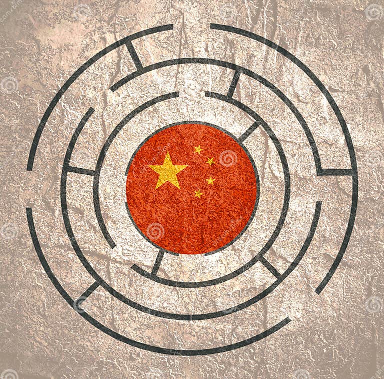 China Flag in the Labyrinth Stock Image - Image of hopelessness ...