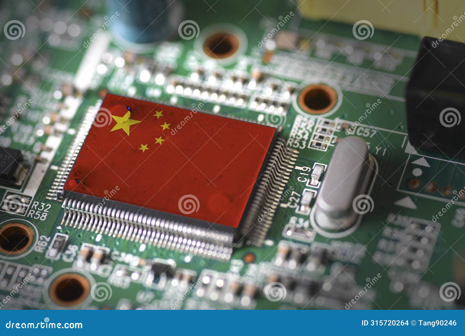 Flag of China on a Processor, CPU Central Processing Unit Stock Photo ...