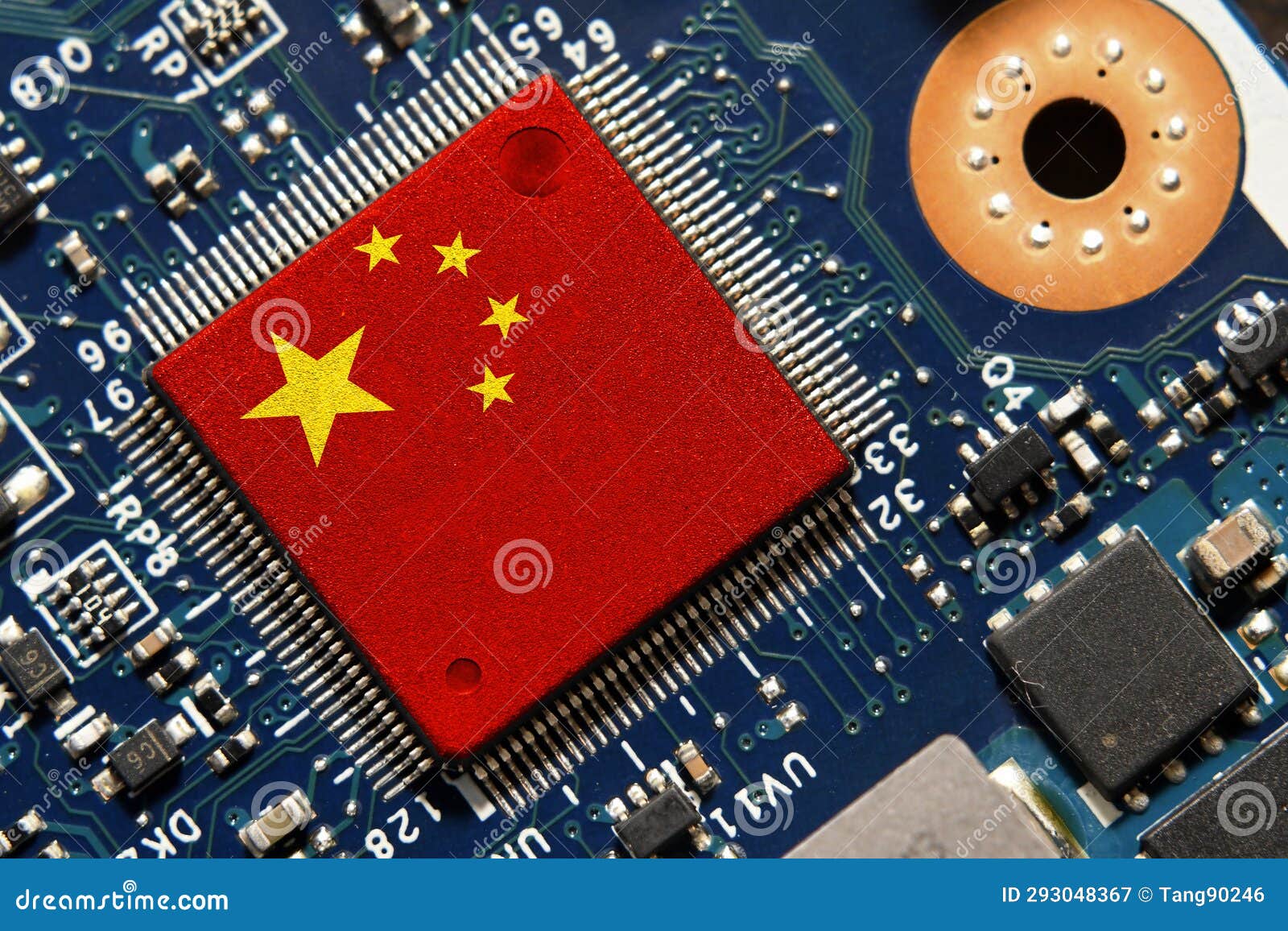 Flag of China on a Processor, CPU Central Processing Unit or GPU ...