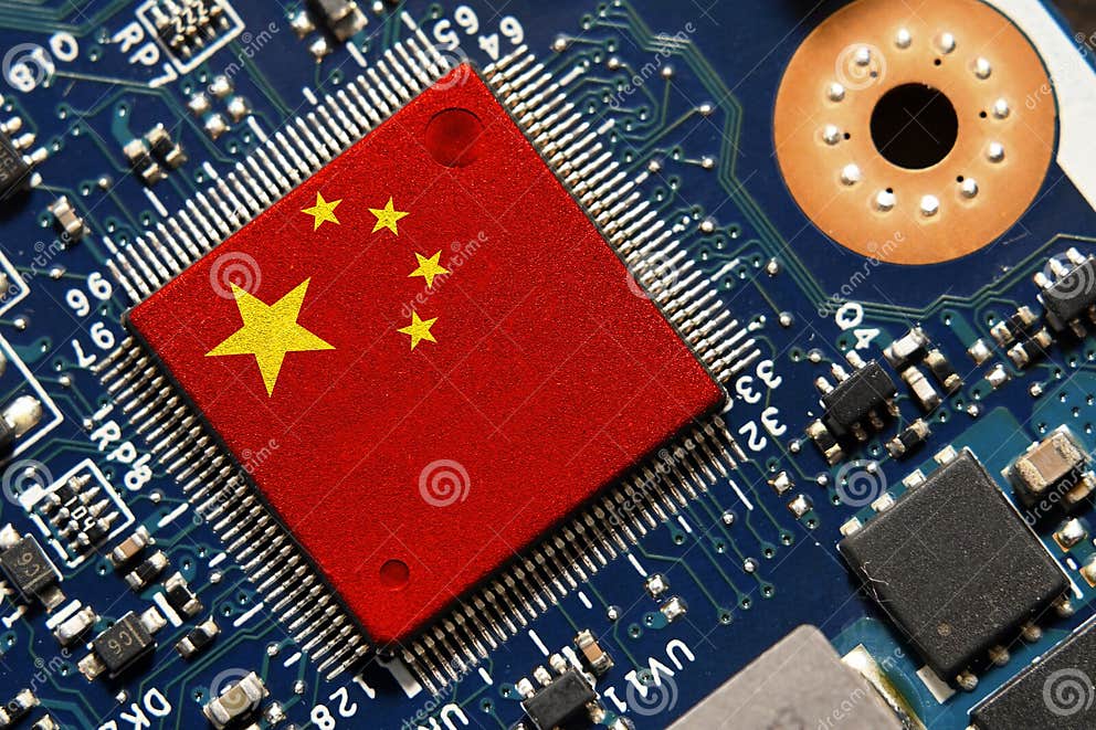 Flag of China on a Processor, CPU Central Processing Unit or GPU ...