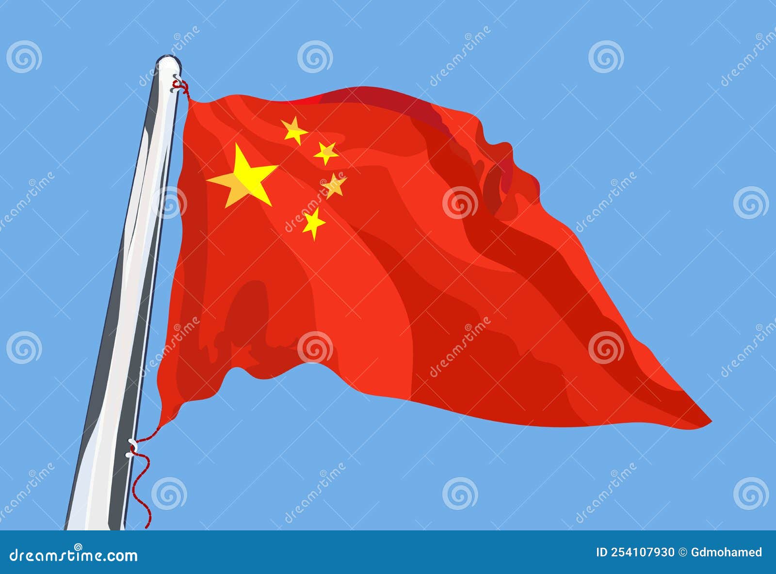 Flag of China. Waving in the Wind Stock Vector - Illustration of ...