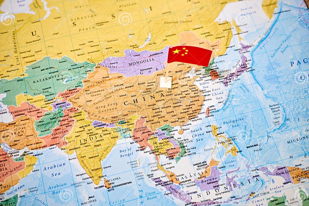 China on World Map with Flag Stock Image - Image of transportation ...