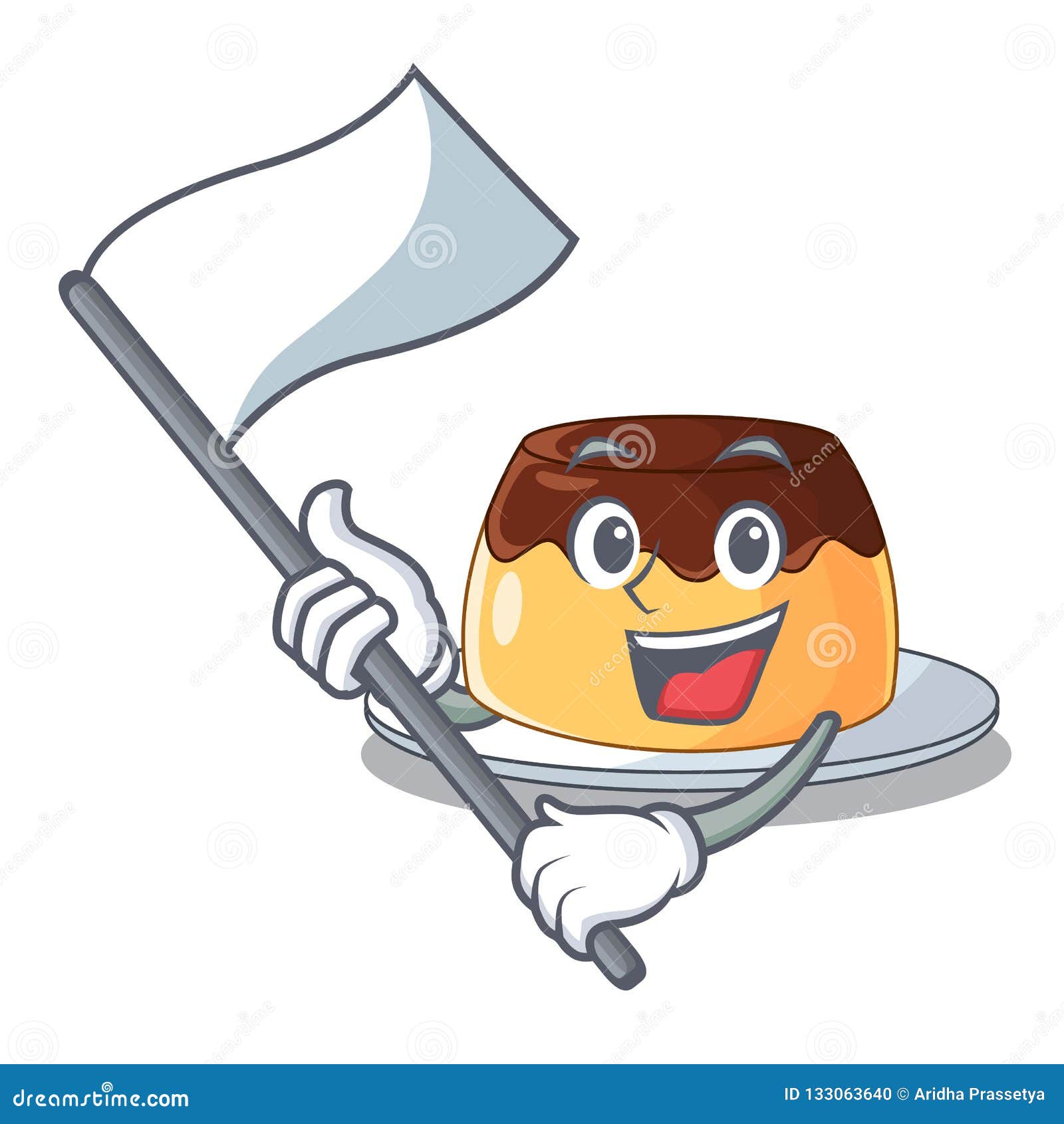 With Flag Chocolate Coffee Pudding Isolated on Mascot Stock Vector ...