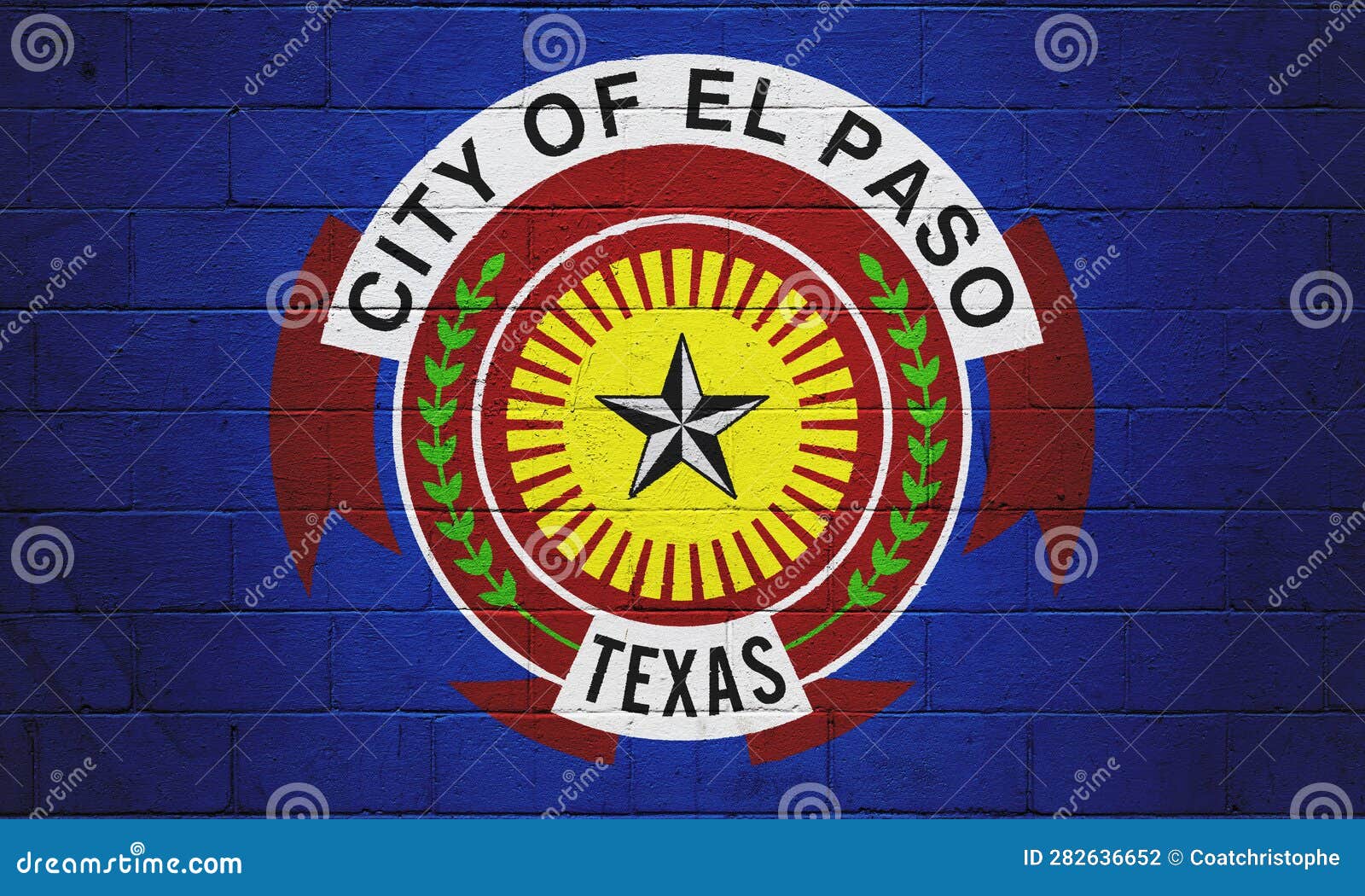 Flag of the City of El Paso Painted on a Wall Stock Photo - Image of ...