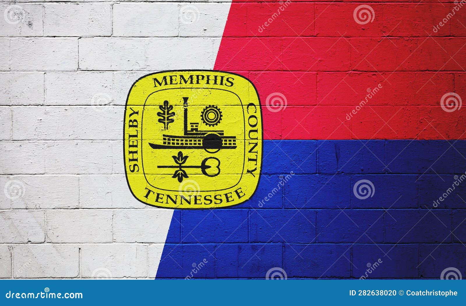 Flag of the City of Memphis Painted on a Wall Stock Photo - Image of ...