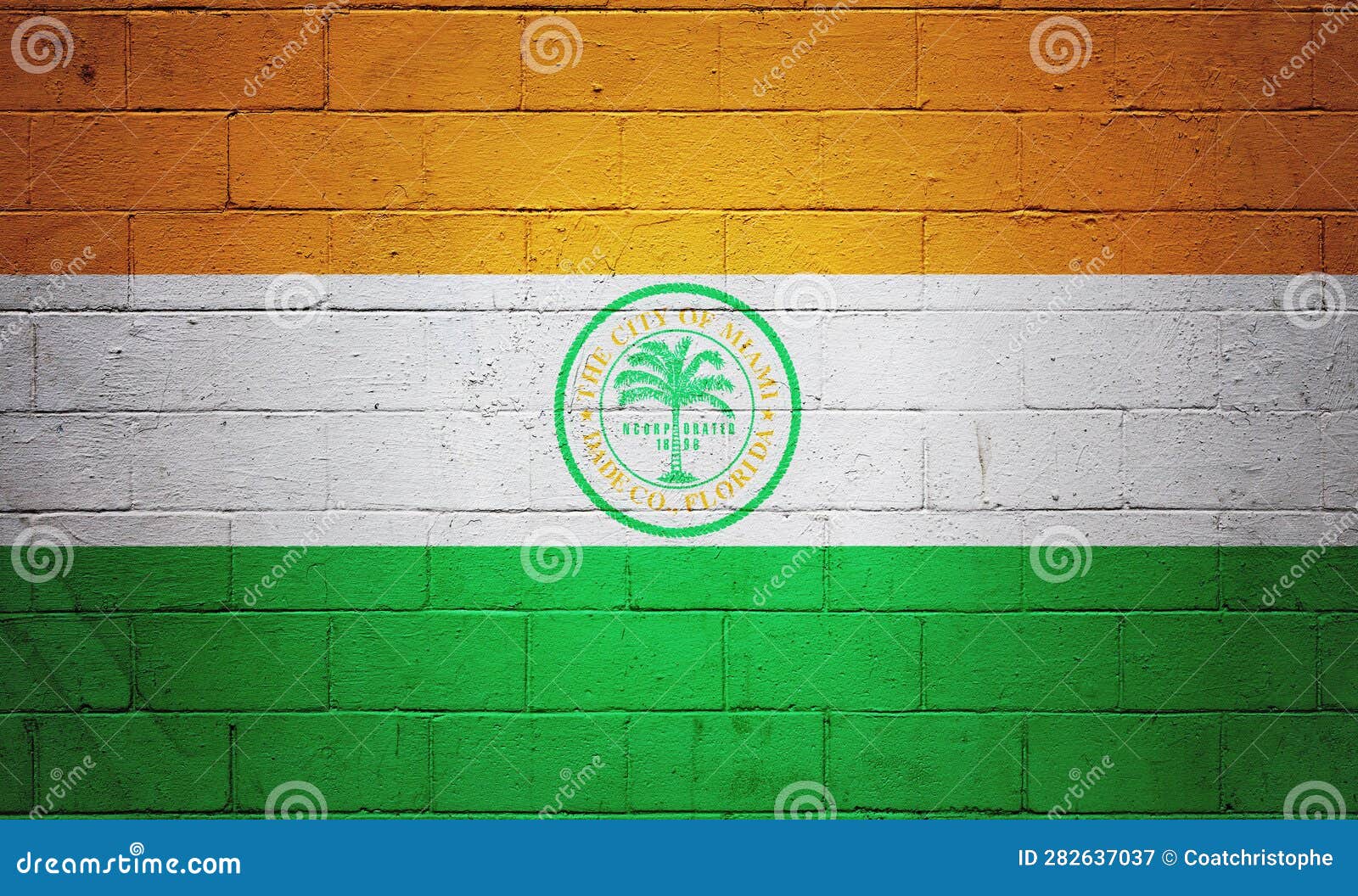 Flag of the City of Miami Painted on a Wall Stock Image - Image of ...