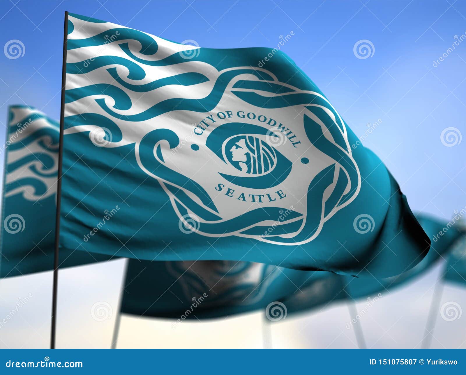 Flag of the City of Seattle Stock Illustration - Illustration of design ...