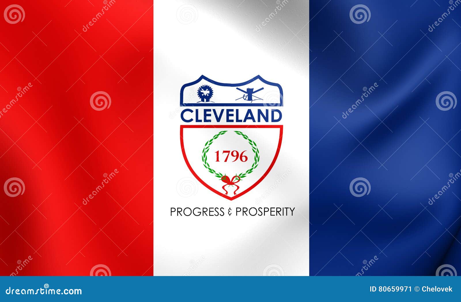 Flag of Cleveland, USA. stock illustration. Illustration of flag - 80659971