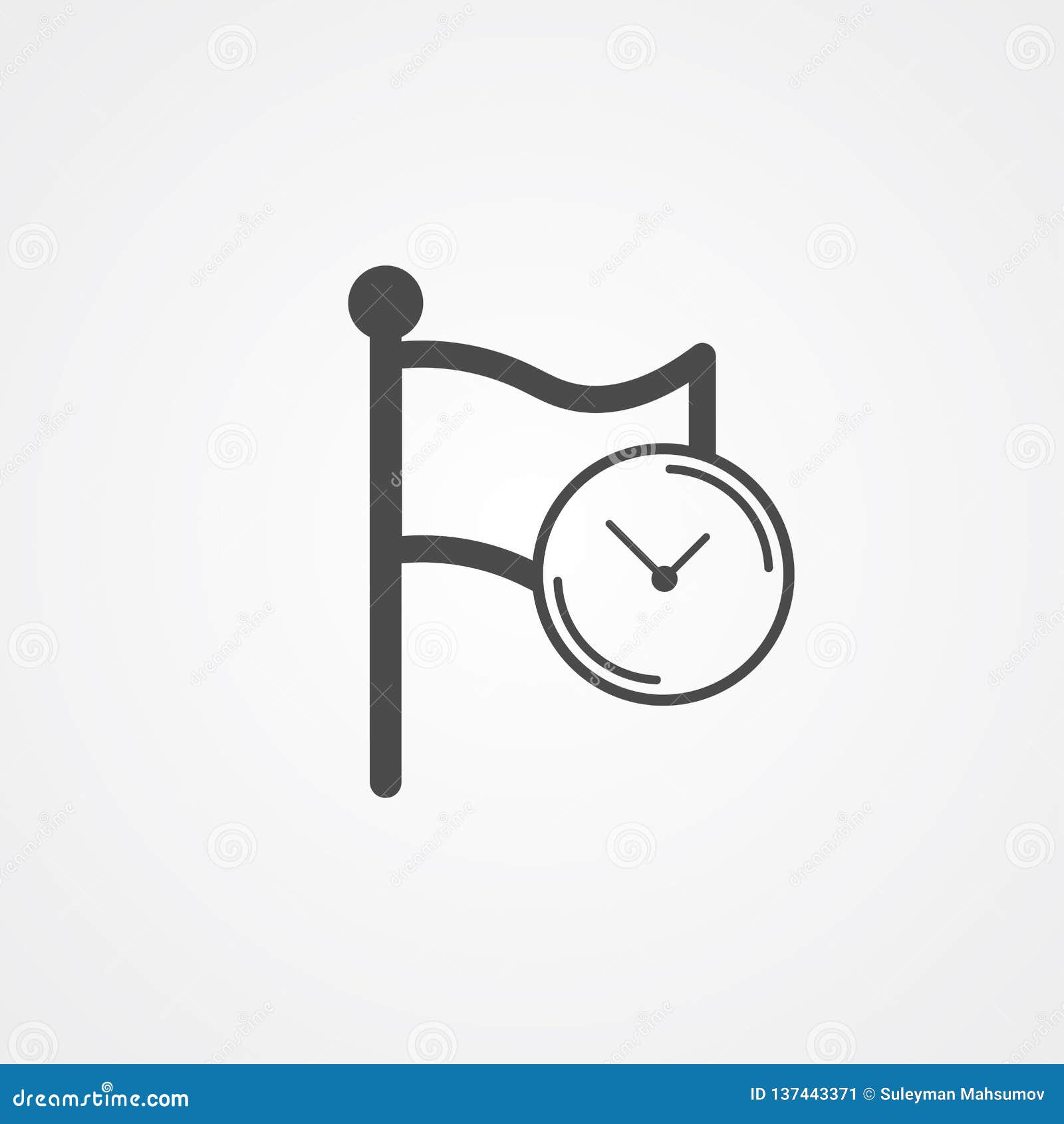 Flag with Clock Vector Icon Sign Symbol Stock Vector - Illustration of ...