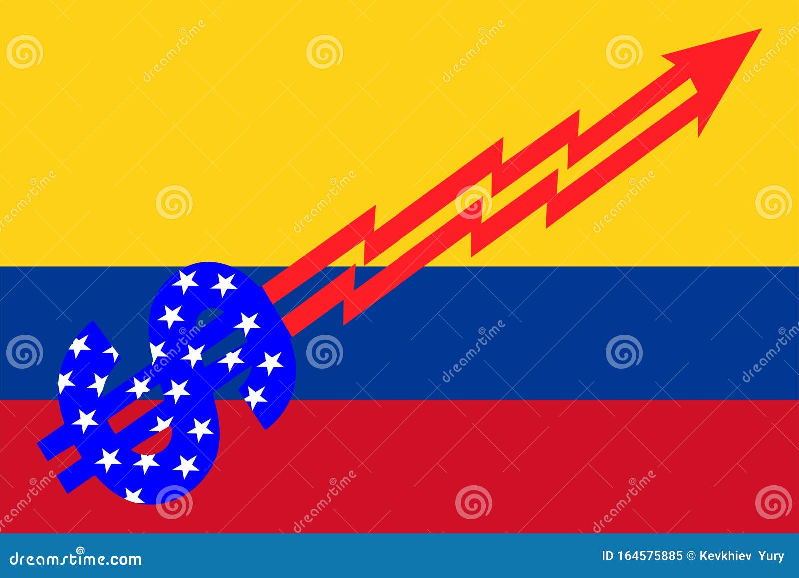 Flag of Colombia and Dollar Sign Arrow Graph Going Up Stock Vector ...