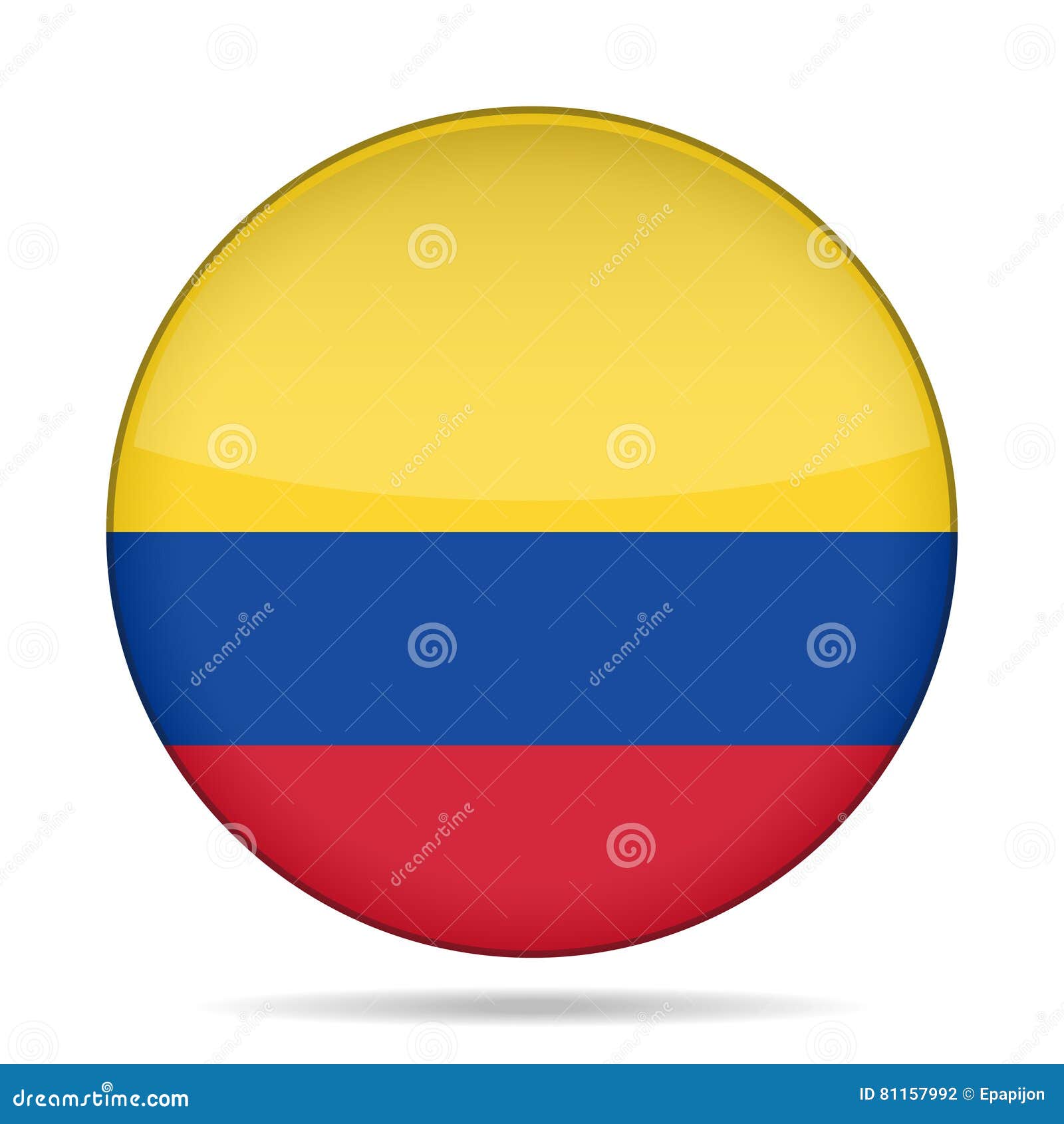 Flag of Colombia. Shiny Round Button. Stock Vector - Illustration of ...