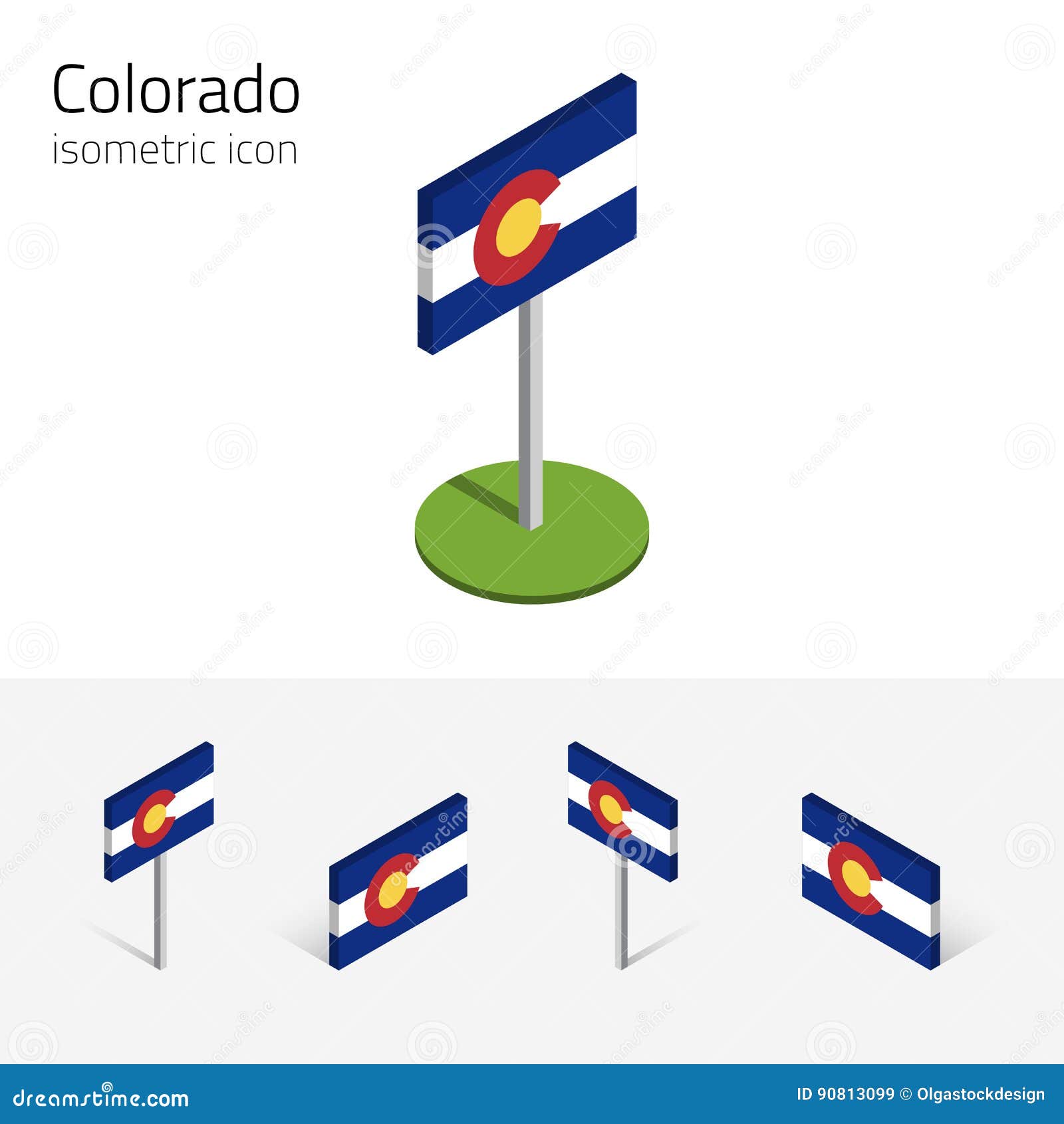 Flag of Colorado USA, Vector 3D Isometric Flat Icons Stock Vector ...